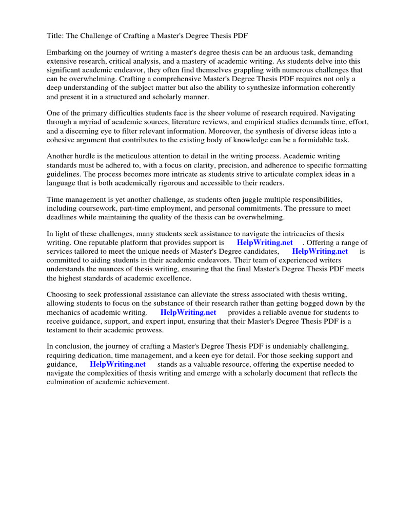 Master Degree Thesis PDF | PDF | Thesis