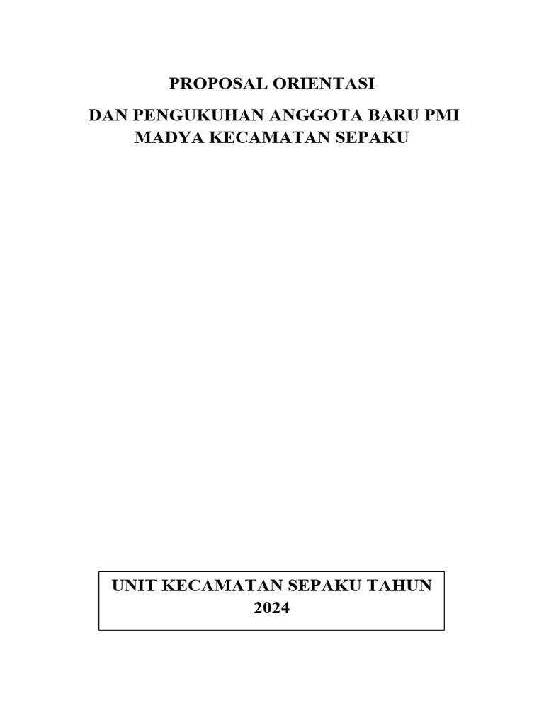 Proposal Pelantikan PMI Kecamatan Sepaku 2024 | PDF | Ilmu Sosial | Perjalanan