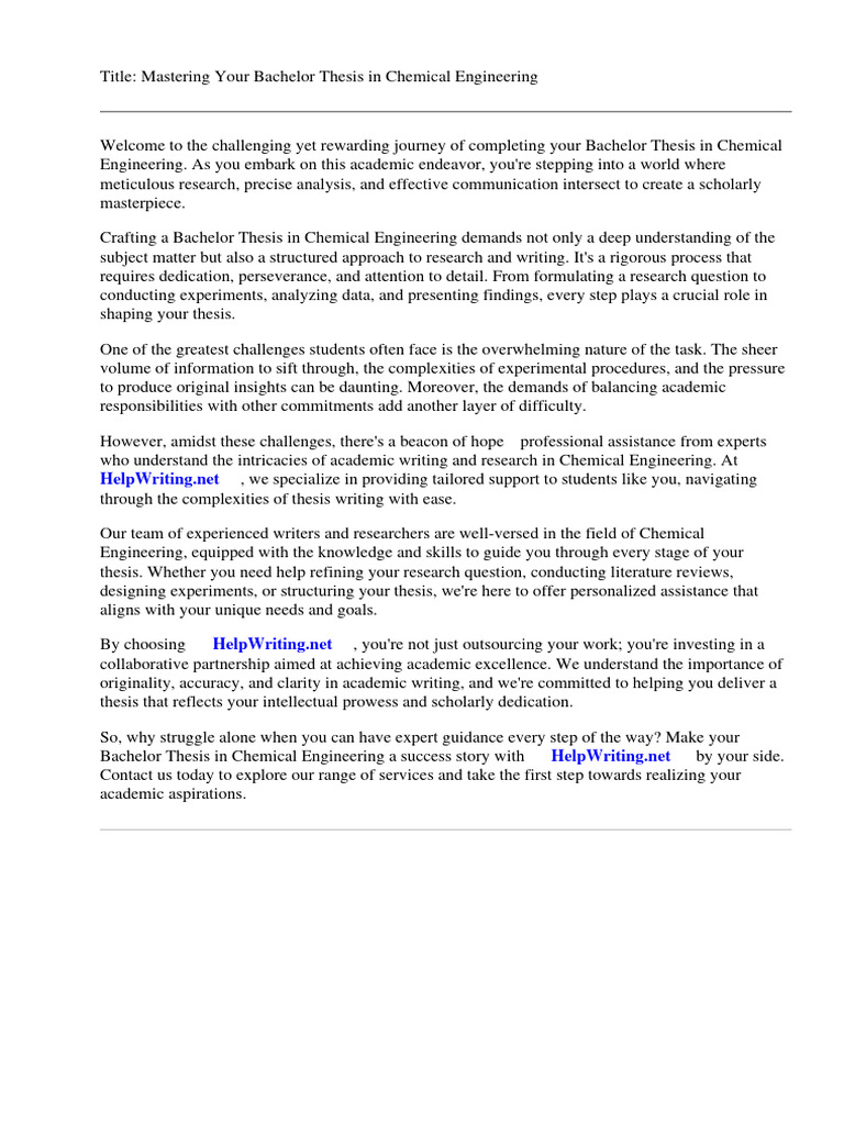 Bachelor Thesis Chemical Engineering | PDF | Chemistry | Engineering
