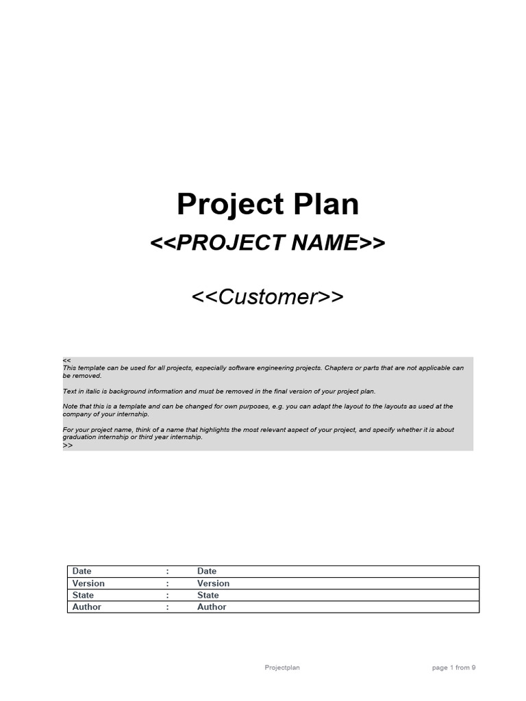 Project Plan Template - English v1.1 | PDF | Business