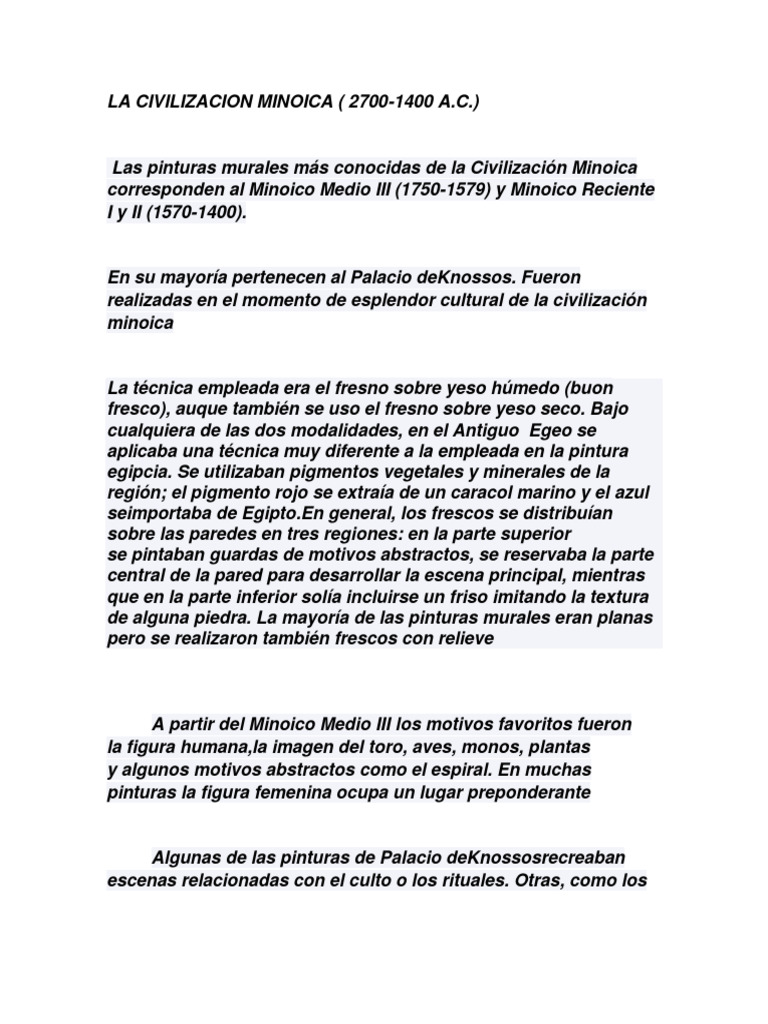 La Civilizacion Minoica | PDF | Ciencias sociales