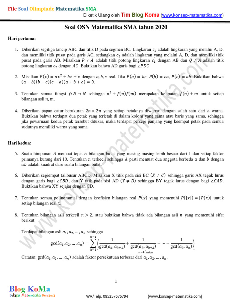 2020 Soal OSN Matik SMA | PDF