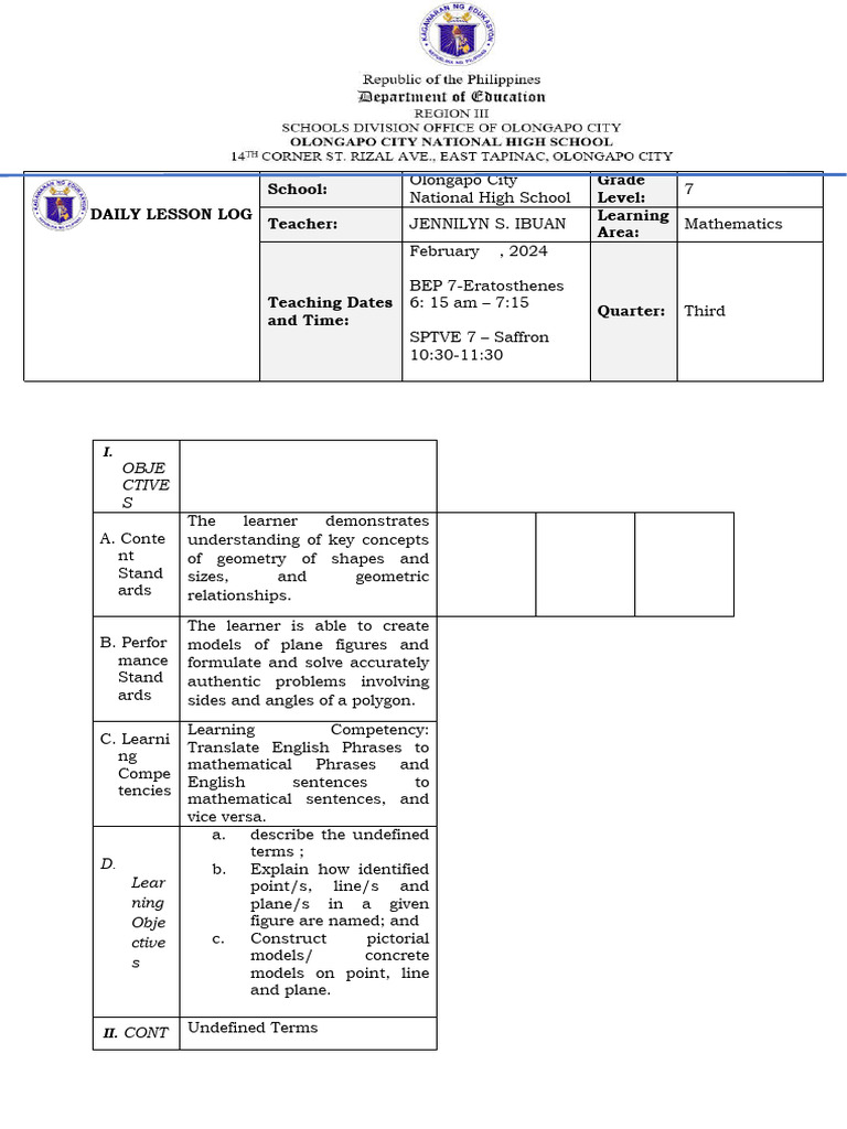 Represents Point Line and Plane | PDF