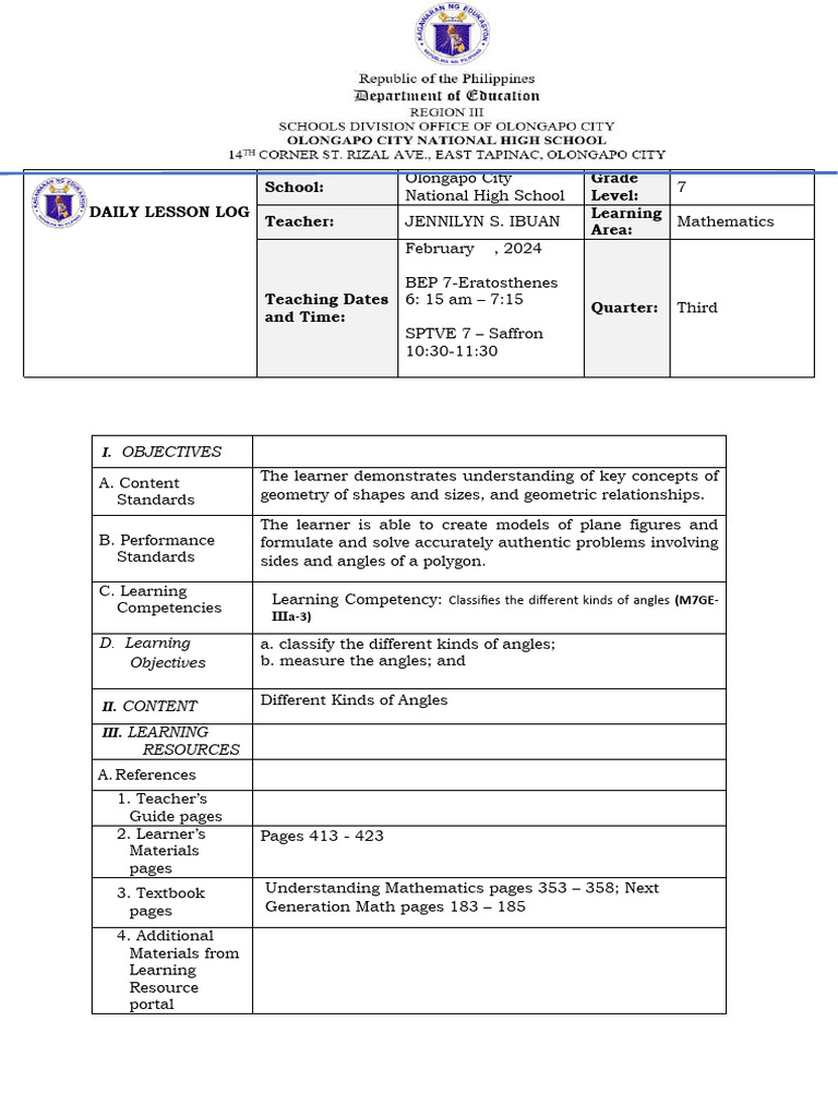 Angles Performance TAsk | PDF | Learning | Geometry