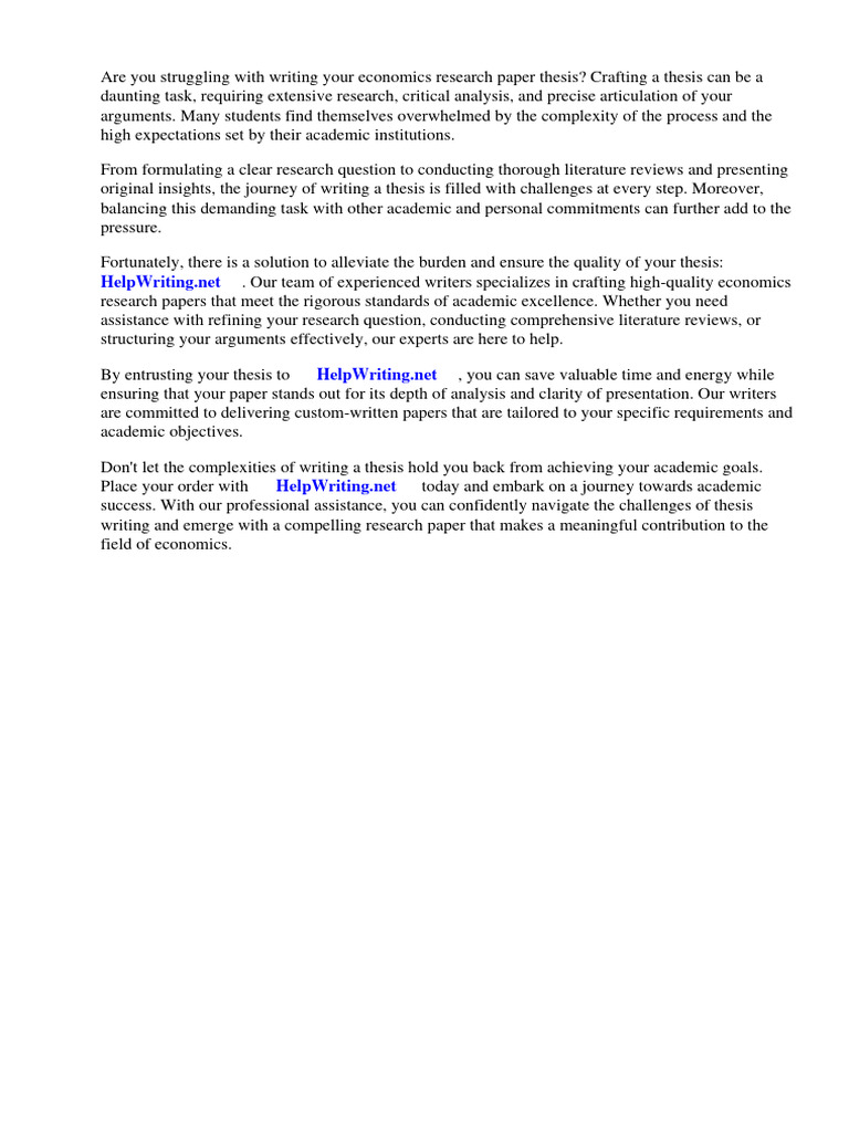 Economics Thesis Writing Help | PDF | Economics | Economies