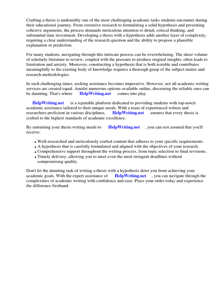 Sample Thesis With Hypothesis | PDF | Hypothesis | Experiment