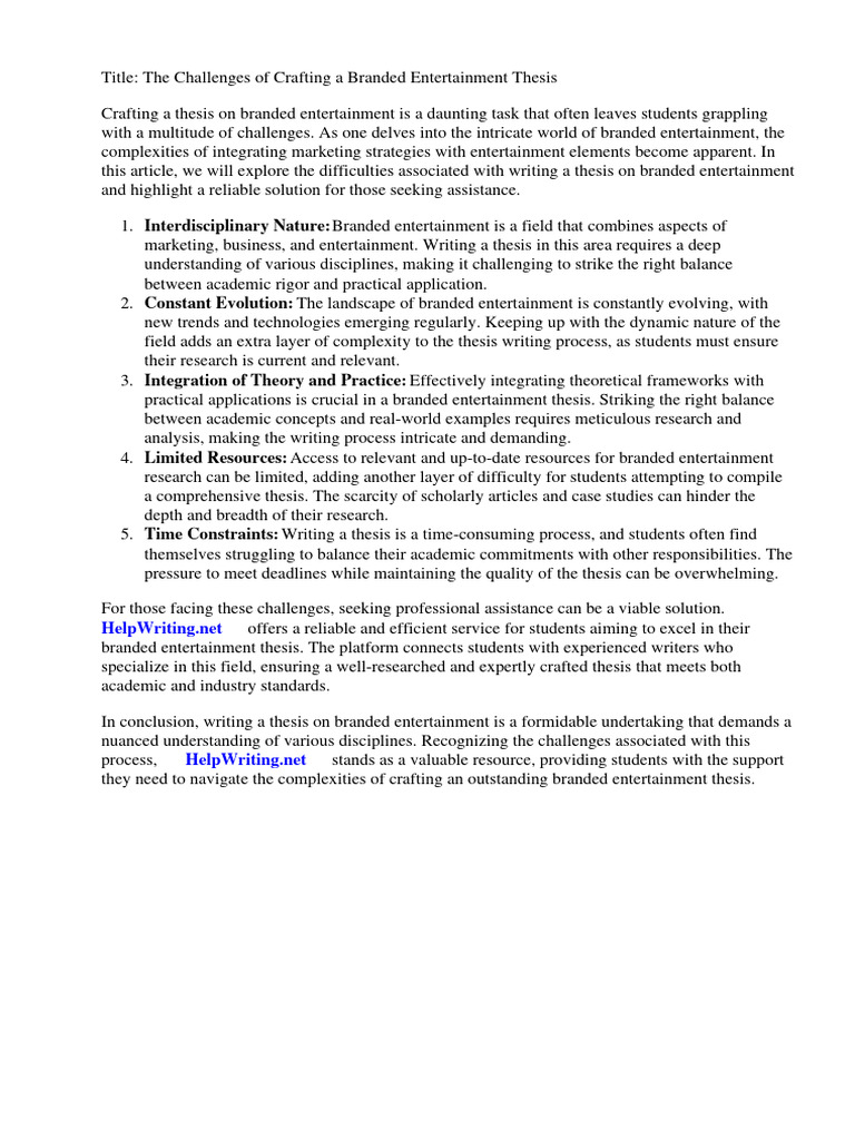 Branded Entertainment Thesis Guide | PDF | Brand | Digital Marketing