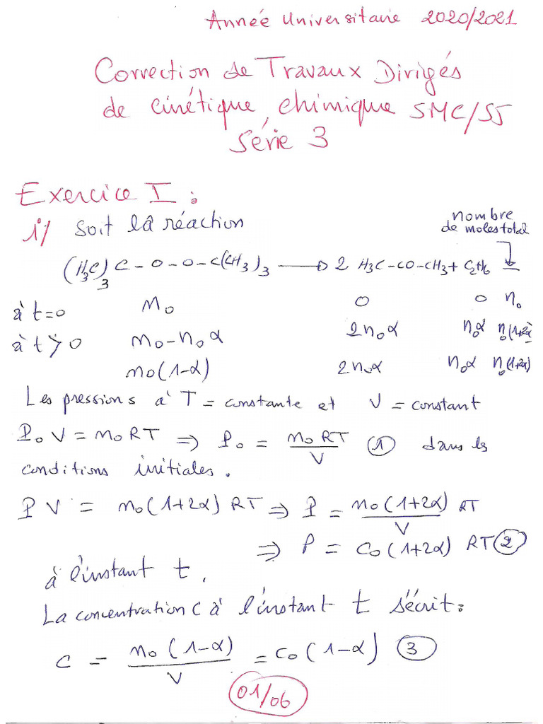Solution Td3 Cinétique Et Catalyse Smc5 Pdf