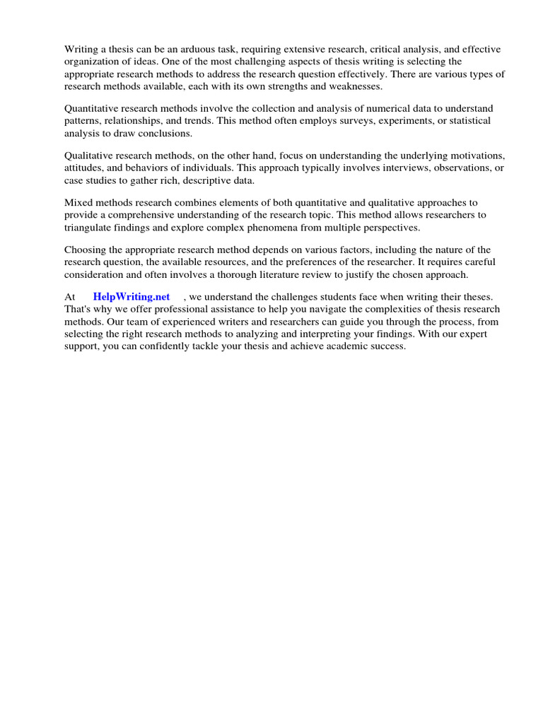 Thesis Research Methods Guide | PDF | Methodology | Qualitative Research
