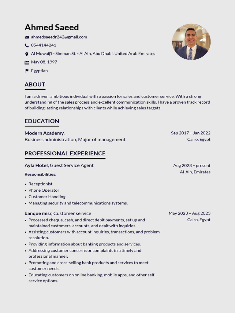 Ahmed Saeed FlowCV Resume 20240217 | PDF | Sales | Customer