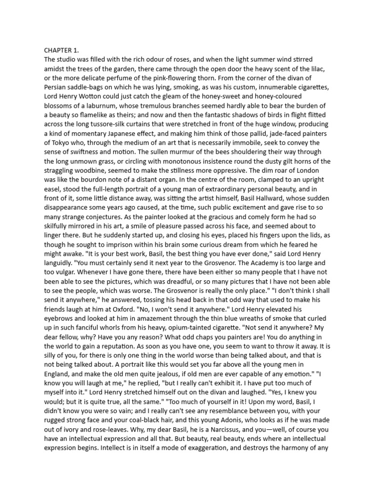 CHAPTER 1 Dorian Gray | PDF | The Picture Of Dorian Gray