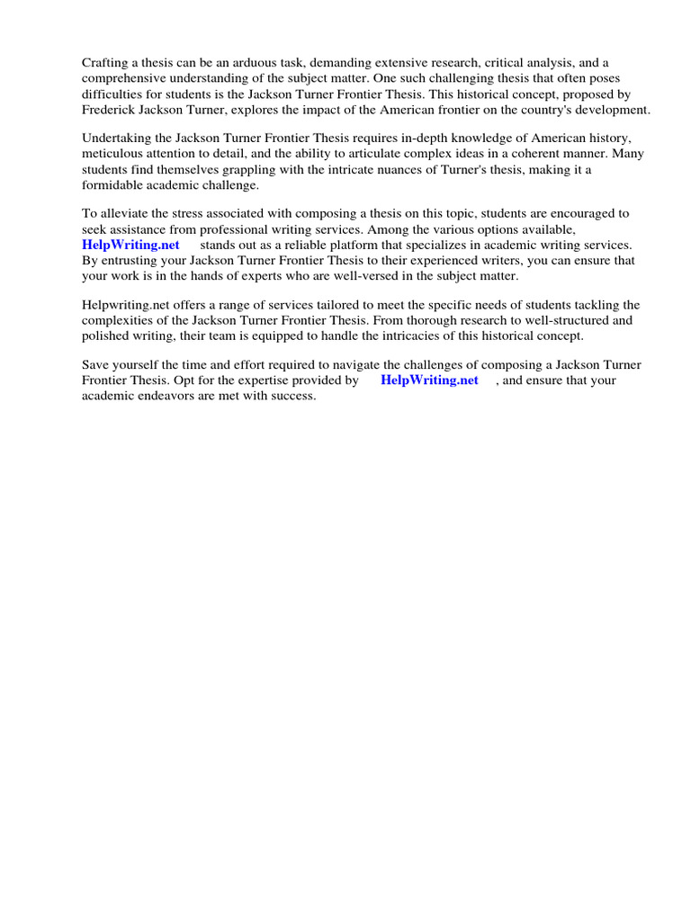 Jackson Turner Frontier Thesis | PDF | Travel