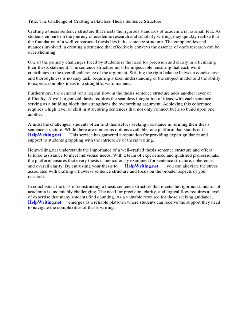 Thesis Sentence Structure | PDF