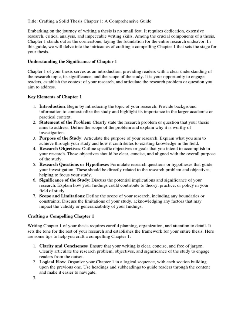 How To Write A Thesis Chapter 1 | PDF | Thesis | Data