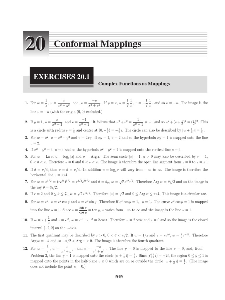 Conformal Mappings: Exercises 20.1 | PDF | Trigonometric Functions | Pi