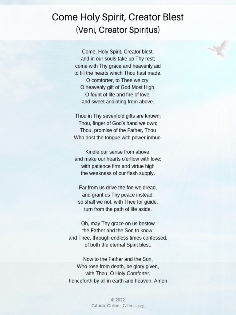 Come Holy Spirit Creator Blest Veni Creator Spiritus | PDF | Religion ...
