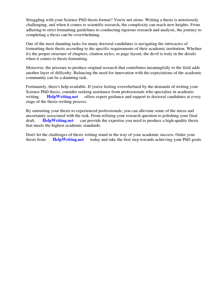 Science Phd Thesis Format Pdf Thesis Doctor Of Philosophy