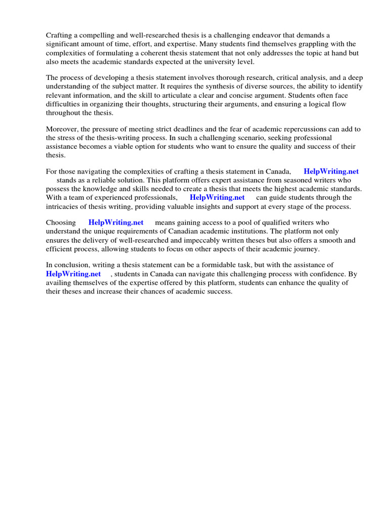Canada Thesis Statement | PDF | Essays | Thesis