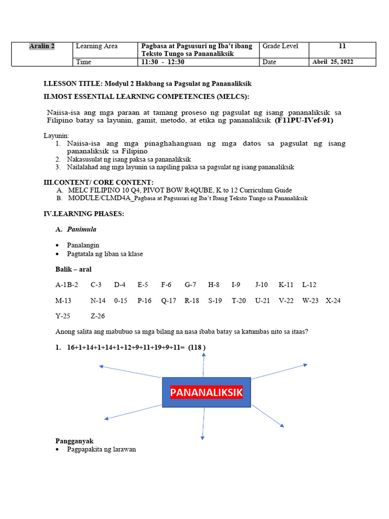 Leap Pagbasa Aralin 2 QRT 2 | PDF