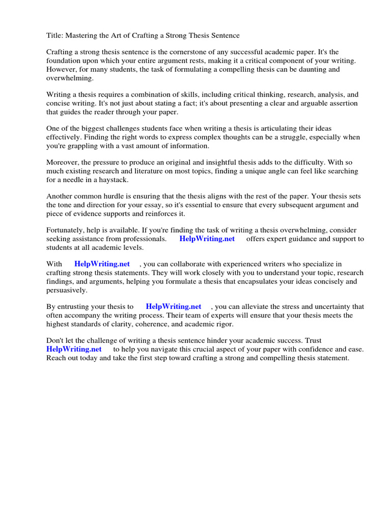 Writing A Strong Thesis Sentence | Download Free PDF | Essays | Thesis