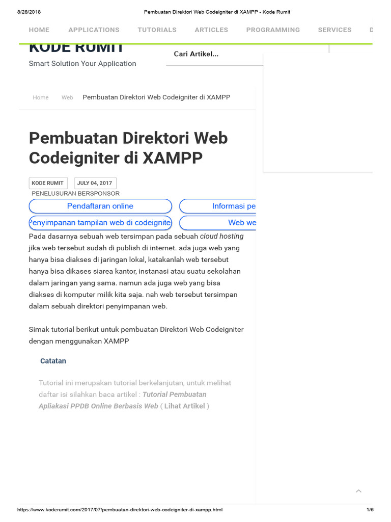 Web Codeigniter di XAMPP | PDF | Komputer | Teknologi & Rekayasa