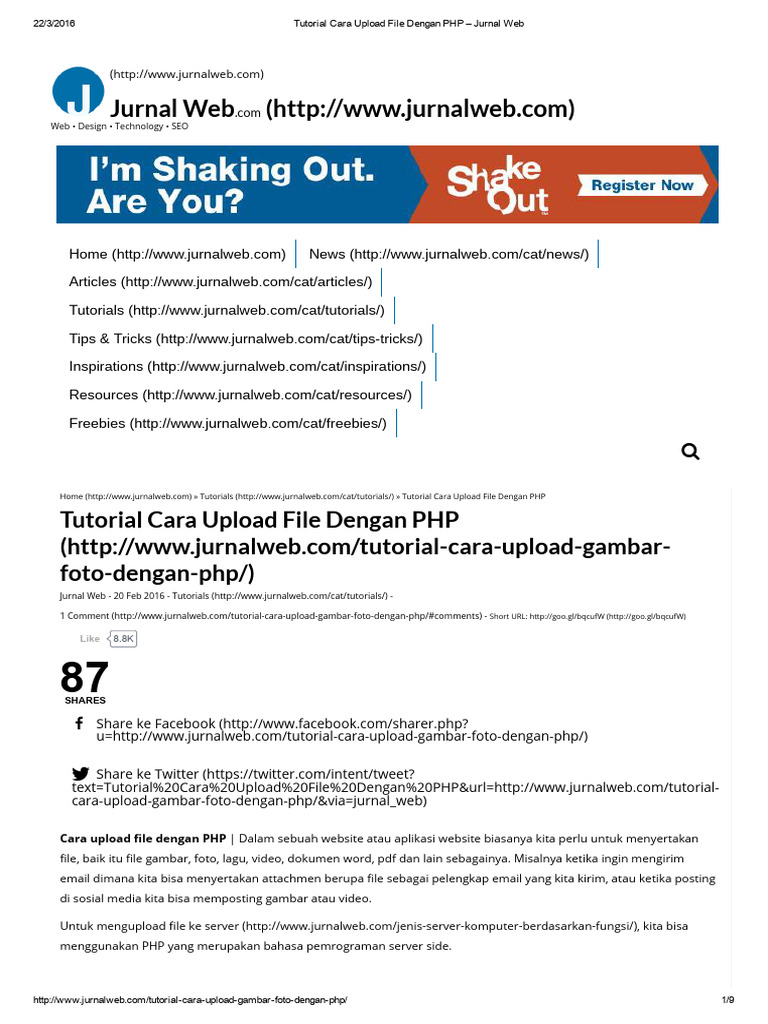 Tutorial Cara Upload File Dengan PHP - Jurnal Web | PDF | Karier & Perkembangan | Komputer