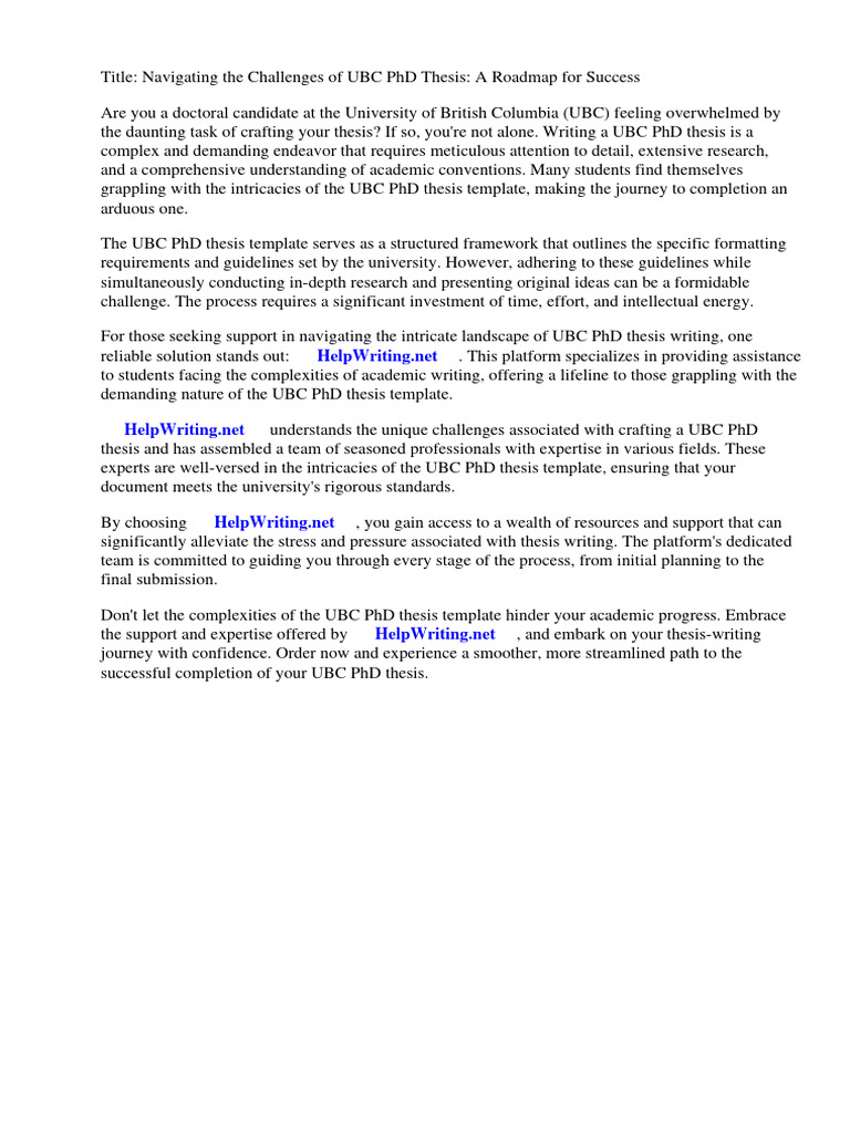 Ubc PHD Thesis Template | PDF | Thesis | Doctor Of Philosophy