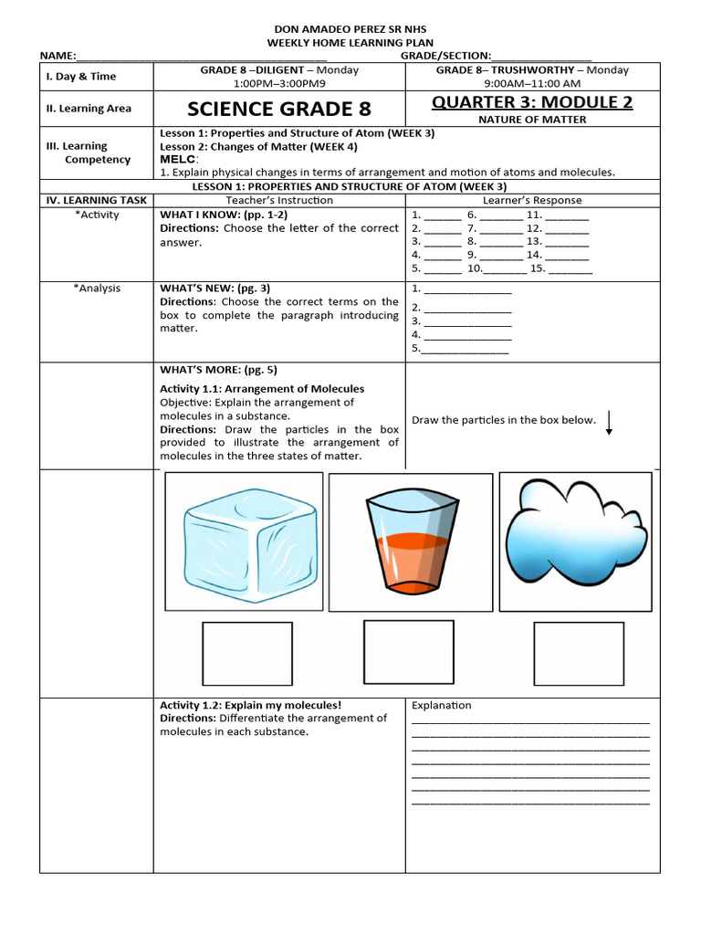 WHLP Science 8 Module 2 Week 3-4 | PDF
