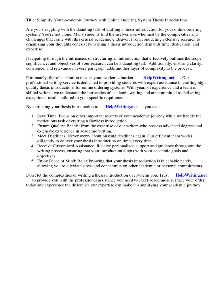 Online Ordering System Thesis Introduction | Download Free PDF | Internet | Thesis