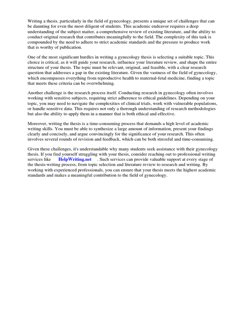 Gynaecology Thesis Topics | PDF | Gynaecology | Obstetrics And Gynaecology