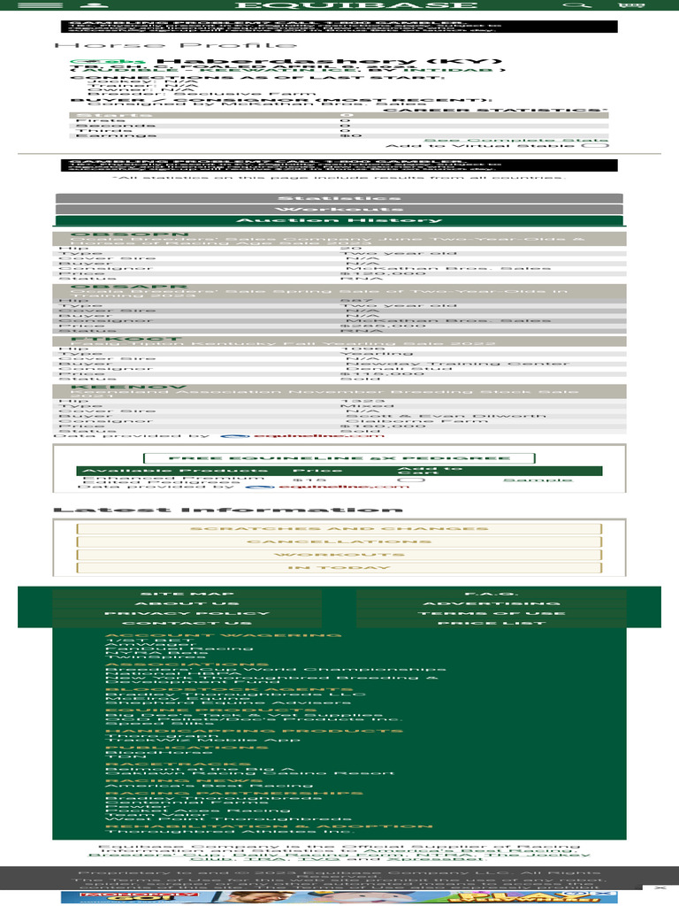 Horse Profile For Haberdashery Equibase Is Your Official Source For Thoroughbred Racing ...
