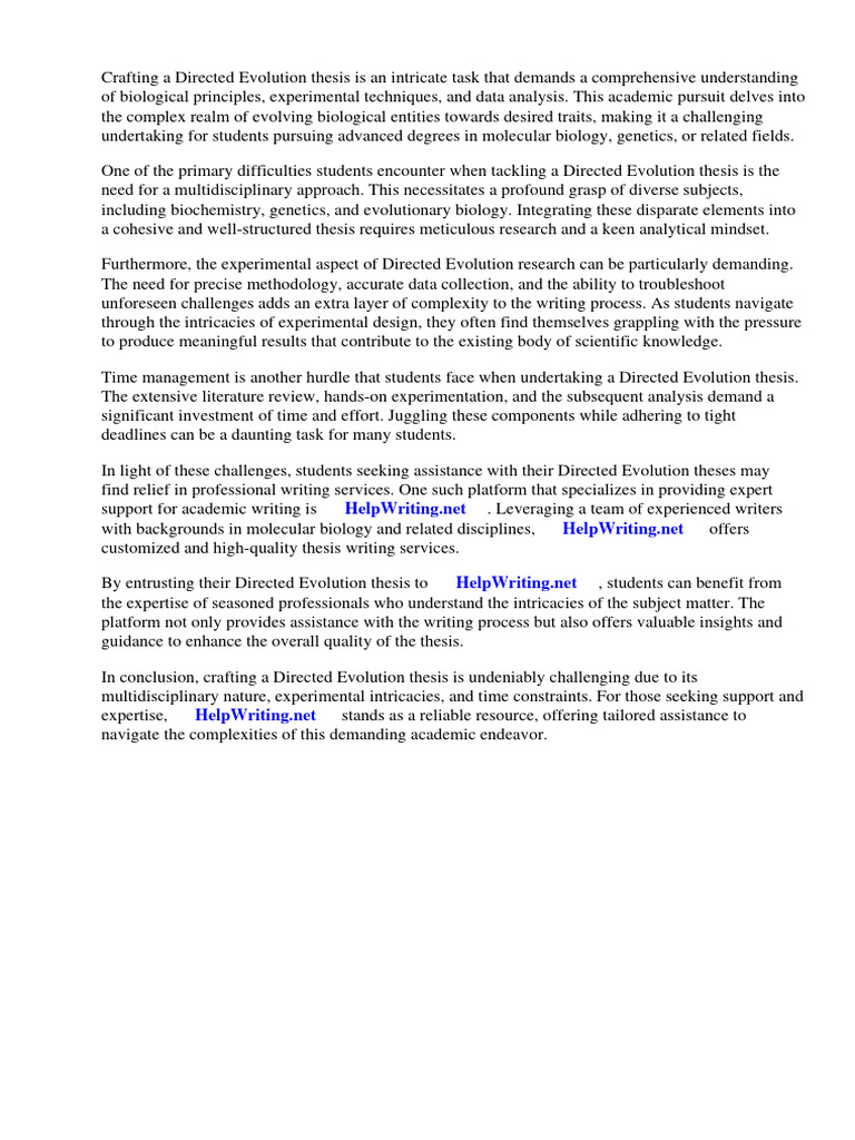 Directed Evolution Thesis | PDF | Evolution | Bacteriophage