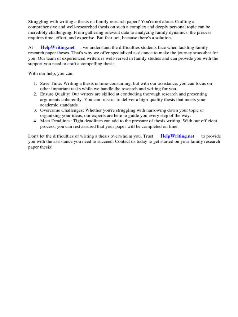 Family Research Paper Thesis | PDF | Thesis