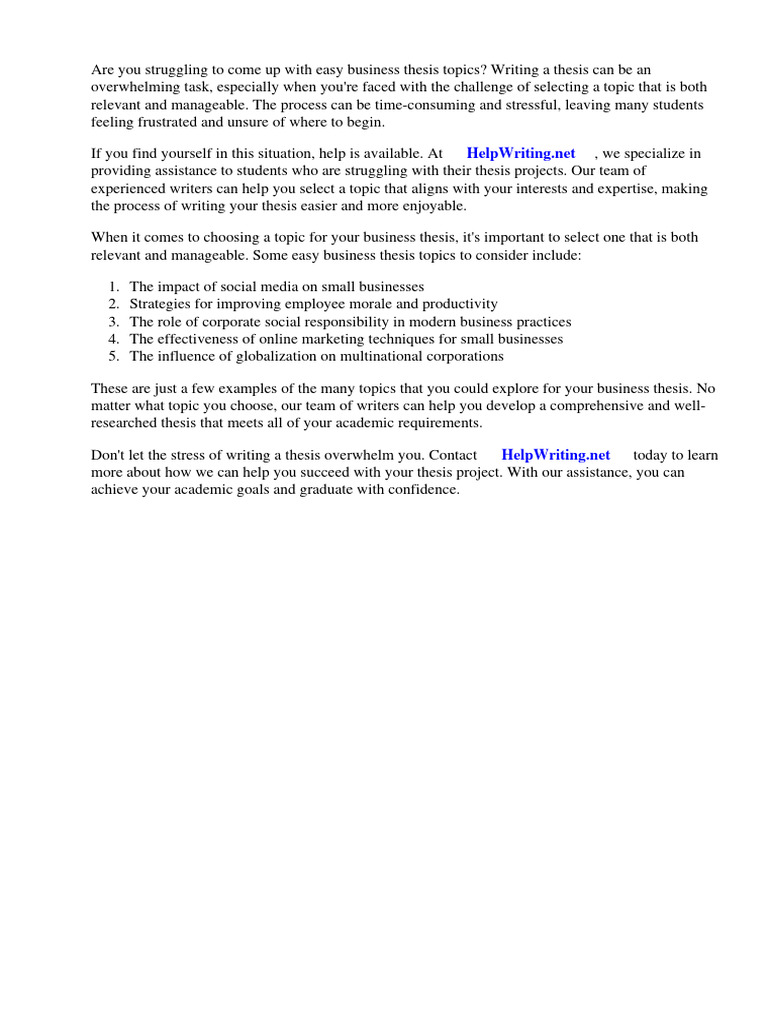 Business Thesis Topic Help | PDF | Corporate Social Responsibility | Thesis