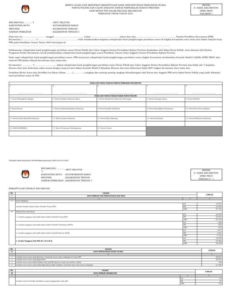 D.hasil DPRD Prov | PDF