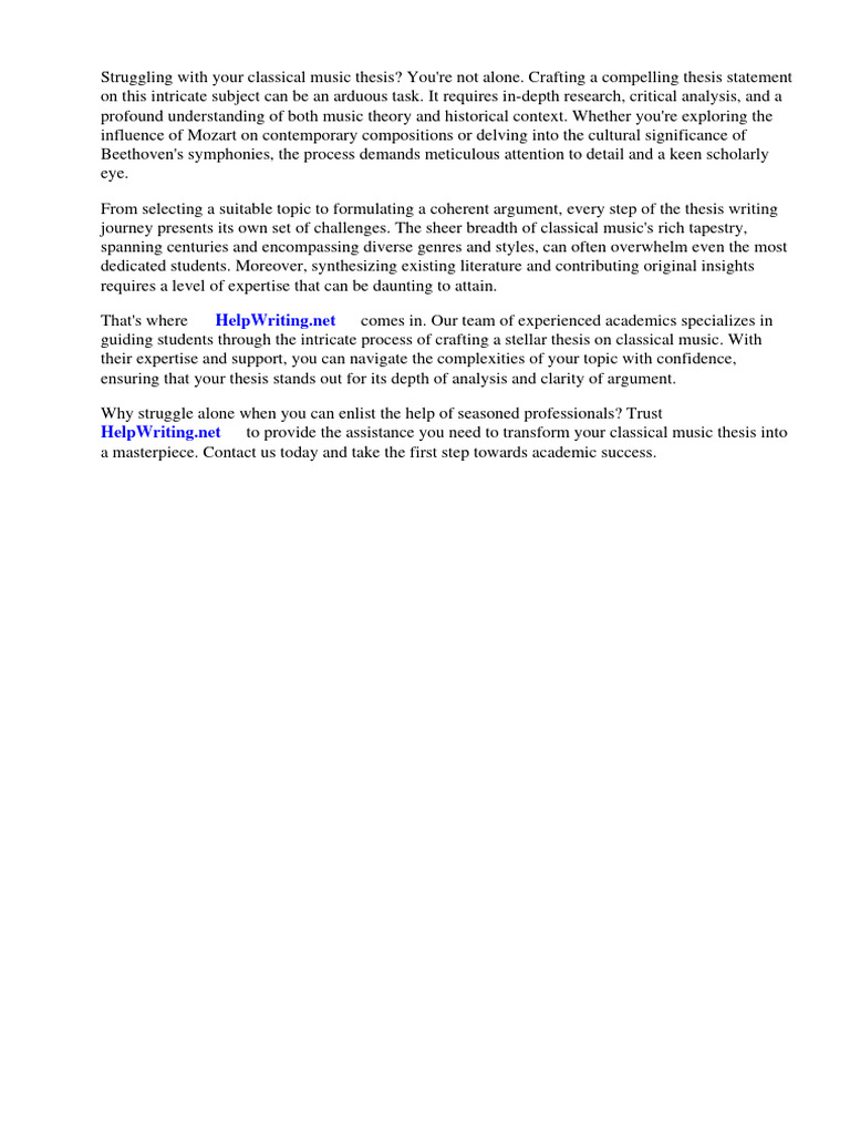 Classical Music Thesis Statement | PDF | Thesis | Essays