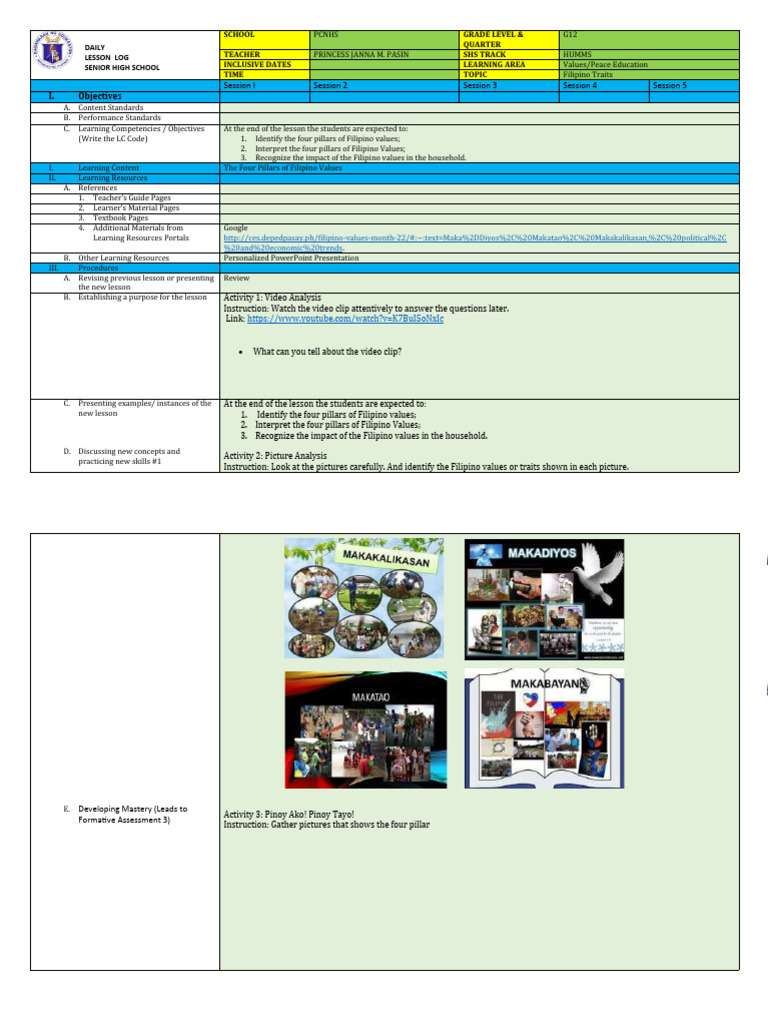 Week5_Fiipino Pillars of Values | PDF