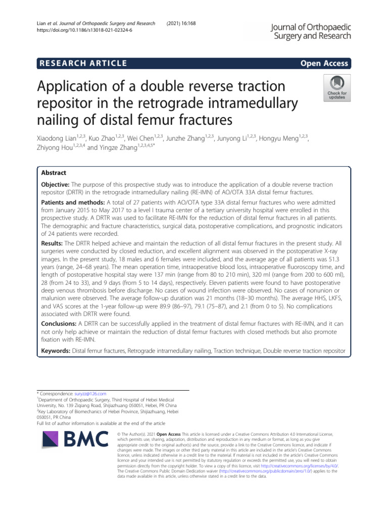 Application of A Double Reverse Traction Repositor in The Retrograde ...