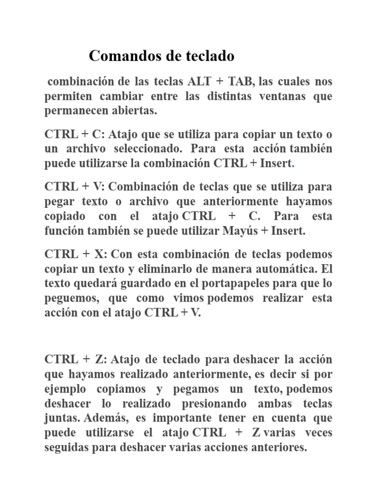Comandos de Teclado | PDF | Ventana (informática) | Microsoft Windows