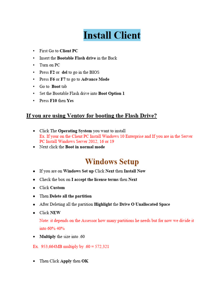 INSTALL WINDOWS 10 and WINDOWS SERVER | PDF