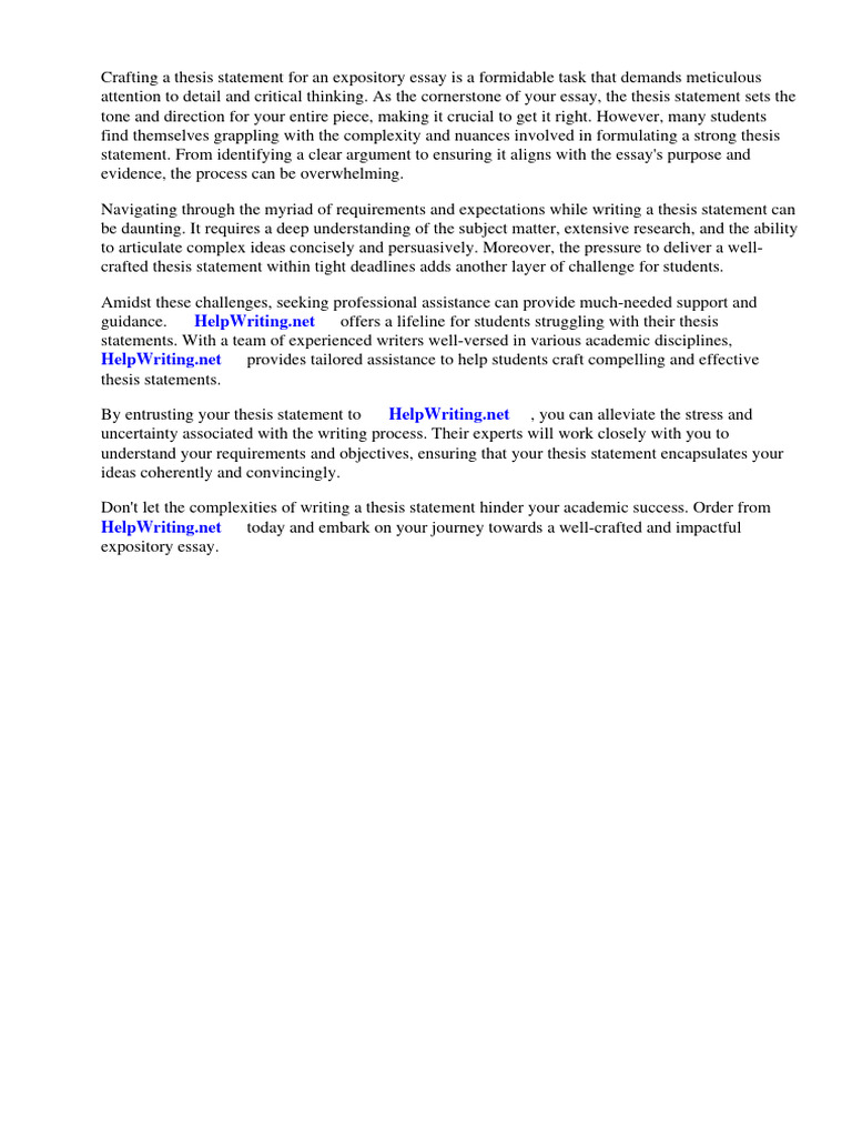 Thesis Statement Expository Essay Examples | PDF | Essays | Thesis