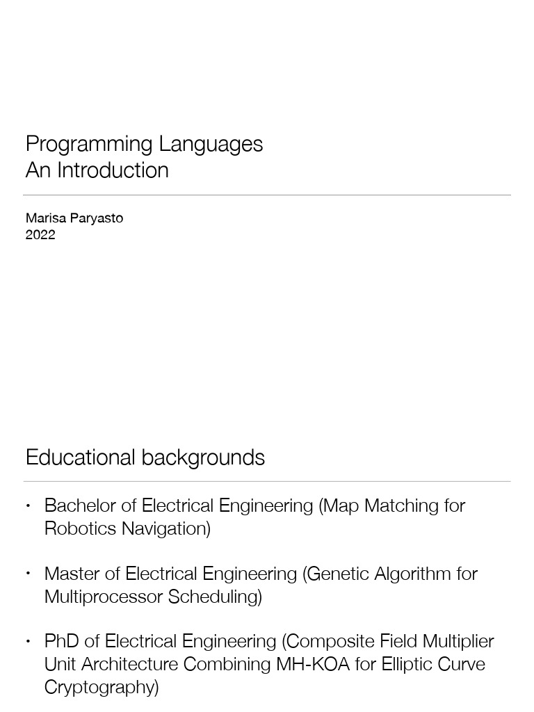 ProCodeCG - Programming Languages Intro - 2022 | PDF