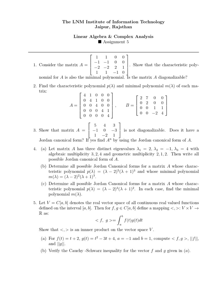 Assignment 5 | PDF | Eigenvalues And Eigenvectors | Functions And Mappings