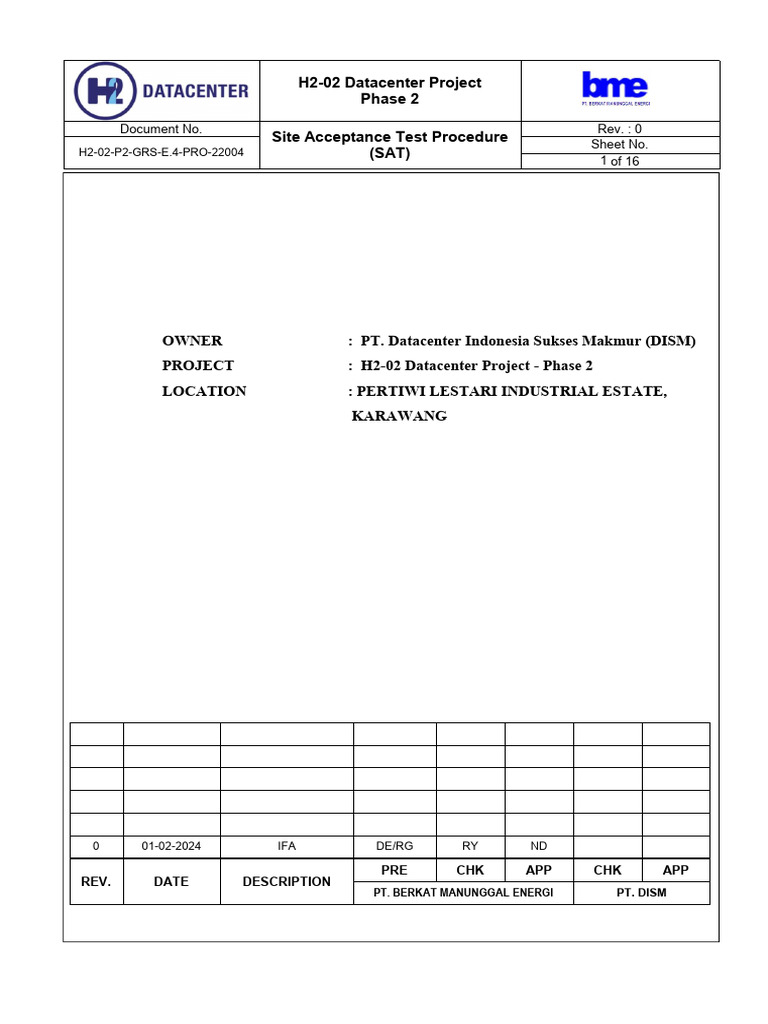 Site Acceptance Test Procedure (SAT) R1 | PDF | Electric Generator ...