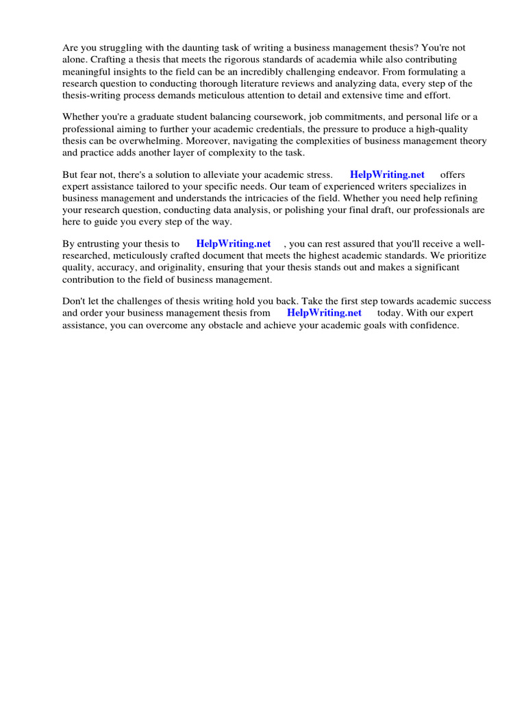 Business Management Thesis Topics | PDF
