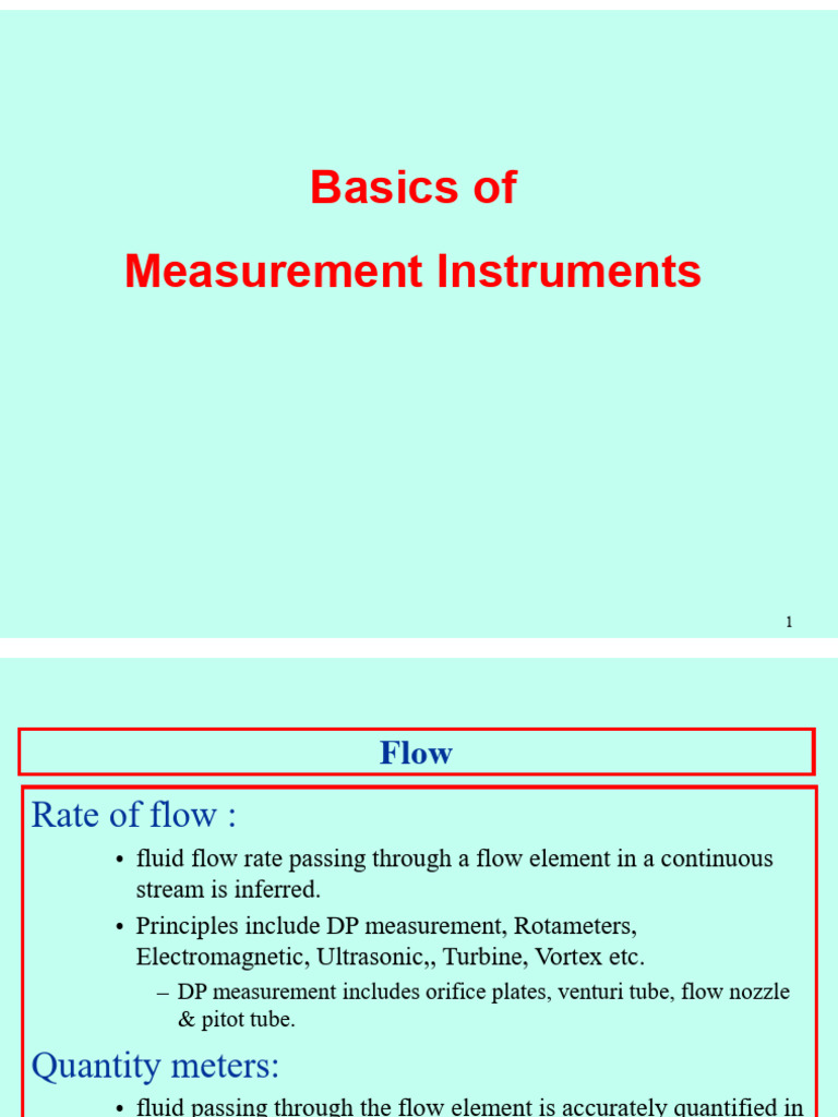 Basics of Measurement Instruments | PDF | Flow Measurement | Pressure Measurement