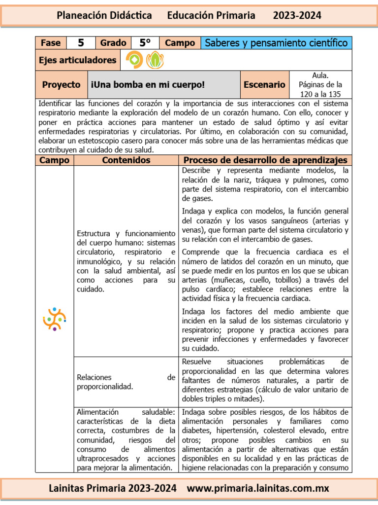 5to Grado Marzo - 01 Una Bomba en Mi Cuerpo (2023-2024) | PDF | Pulmón ...