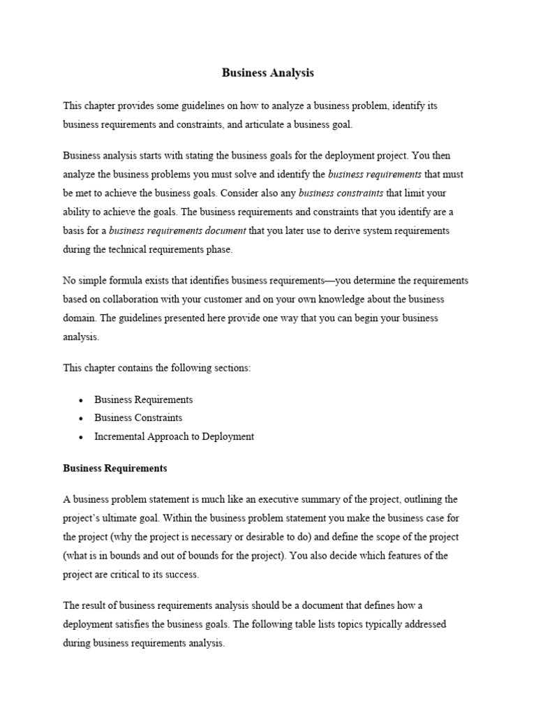 Chapter 2 Business Analysis | PDF | Goal | Business Analysis