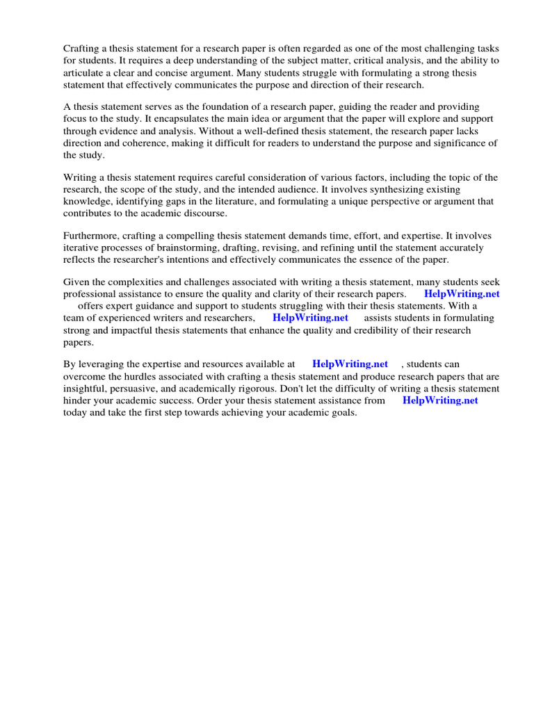 What Is A Thesis Statement Research Paper | PDF | Essays | Thesis