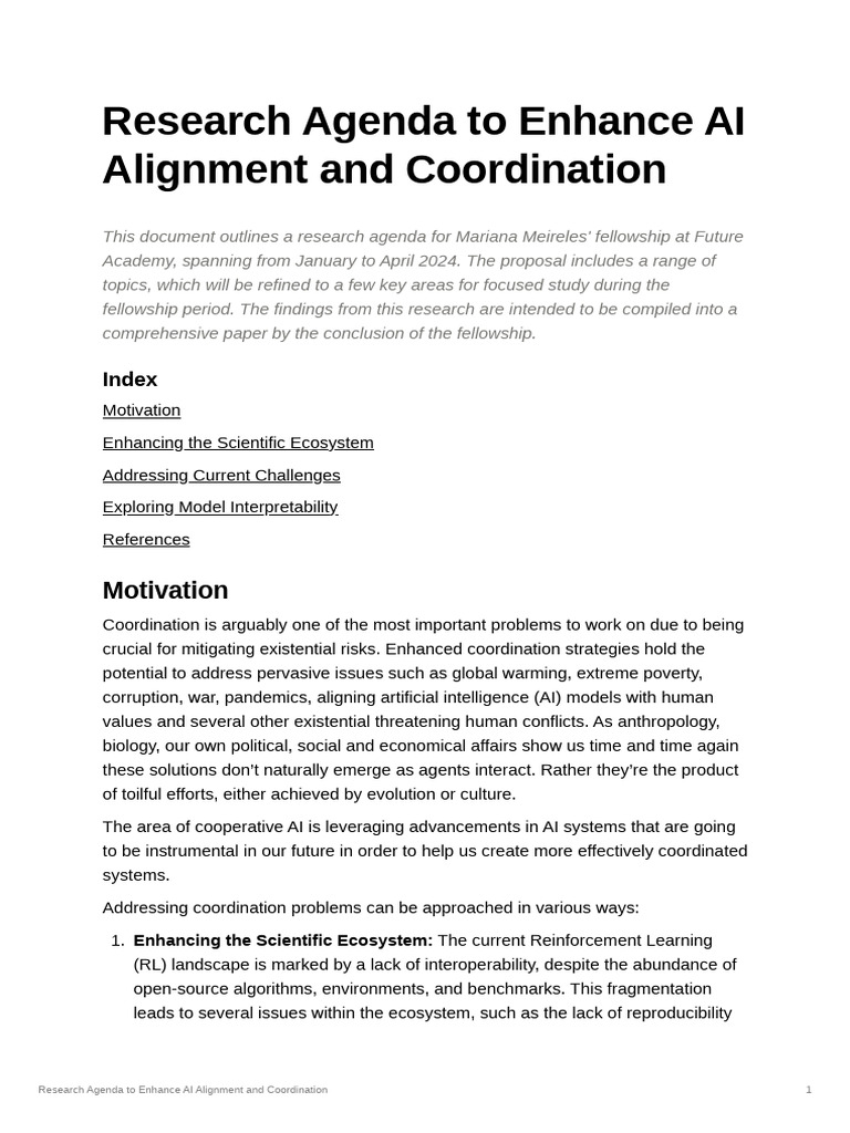 Research Agenda To Enhance AI Alignment and Coordi | PDF | Art | Computers